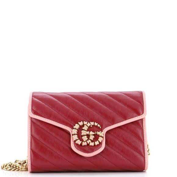 Gucci | Bags | Gucci Gg Marmont Chain Wallet Diagonal Quilted Leather ...